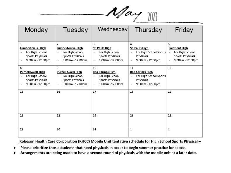 RHCC to collaborate with PSRC to offer sports physicals May 1-5, 8-11 ...