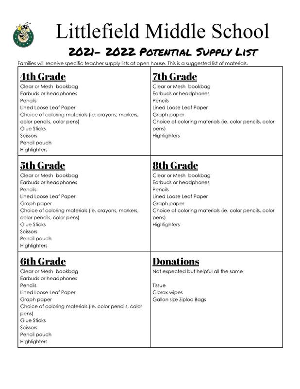 School Supply Lists Littlefield Middle School